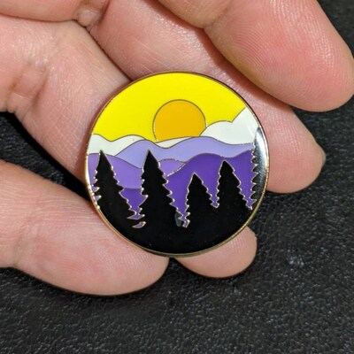 Subtle Nonbinary Flag Enamel Pin Mountain Pin Pride Pin Enamel Cute Pin ...