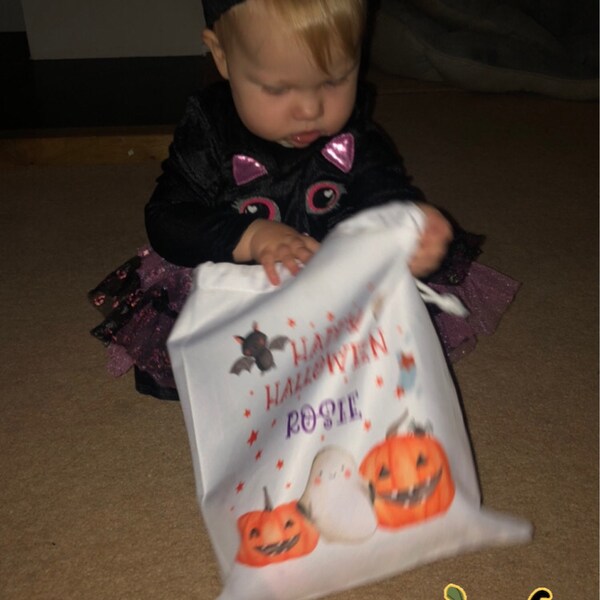 Halloween Treat Bag, Trick or Treat Bag, Trick or Treat, Personalised ...