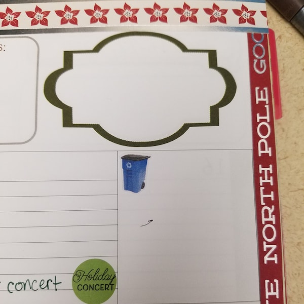 Blue Recycle Bin Sticker - Trash Can - Garbage Day - Planner Sticker ...