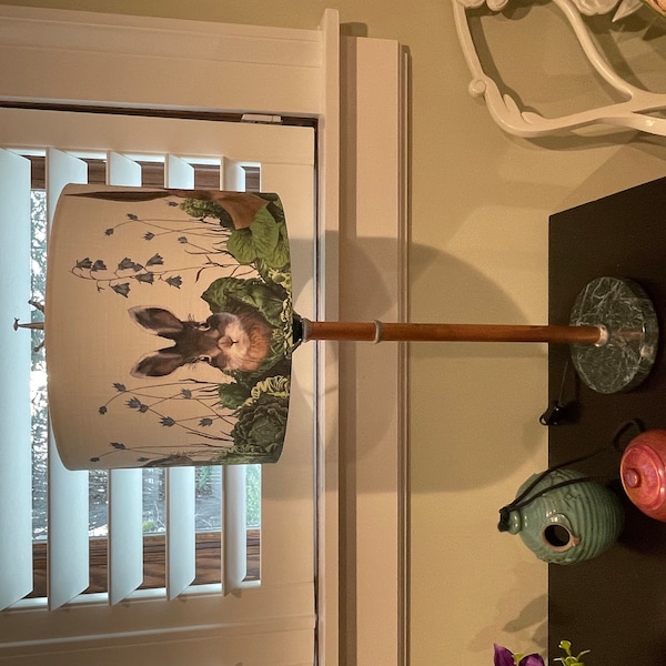 Lamp Shade Cabbage Patch - Drum Lampshade Rabbit Decor Green Bunny Lamp ...