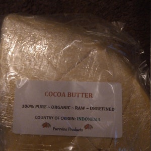 Pure Raw COCOA BUTTER Organic Unrefined Natural Pure Prime - Etsy
