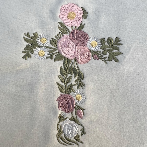 Floral Cross Machine Embroidery Design, Christian Easter Embroidery ...