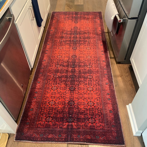 Red Turkish Rug, Afghan Rug, Red Kilim Rug, Mid Century Modern ...