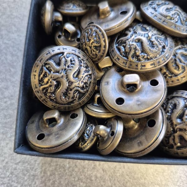 Metal Dragon Buttons-10pcs Brass Bronze Gold Silver Button for Blazer ...