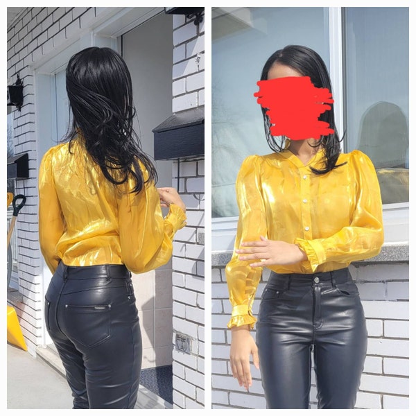 Silk Long Sleeves Button Down Shirt /women Silk Work Top /silk Blouse ...