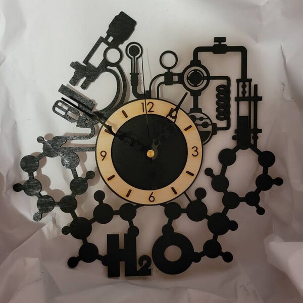 CUSTOM Science Clock- Engraved Science Gift With Name or Phrase of Your ...