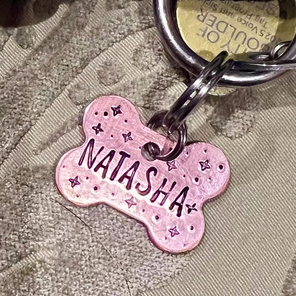 Hand Stamped Pet ID Tag - Personalized Pet/dog Tag - Dog Collar Tag ...
