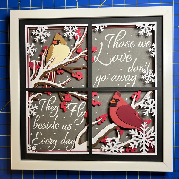 Cardinals Outside Window Shadow Box SVG / Memorial Shadow Box/ Cardinal ...