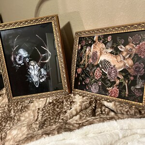 Fawn Deer With Birds and Flowers Gothic Botatnical Art - Etsy
