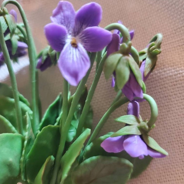 Violet Flower Artificial Plant Realistic Flowers Wild Violets Clay ...