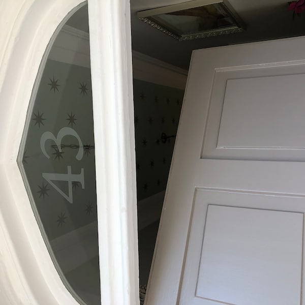 Frosted Fanlight Door Number, Etched Glass House Number, Victorian ...