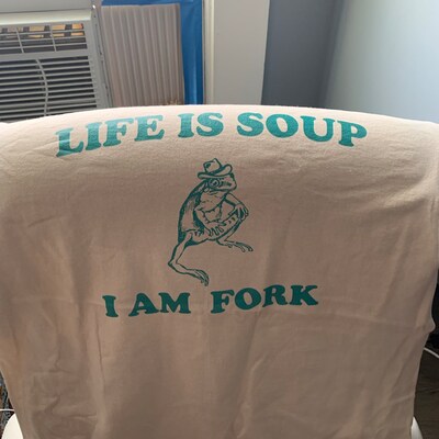 Life is Soup I Am Fork Frog Graphic T Shirt, Unisex Funny Retro Shirt ...