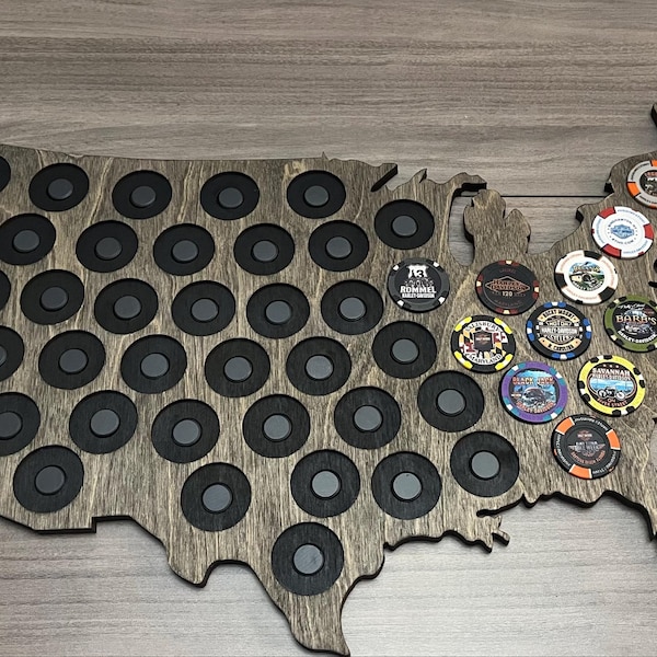 USA Map Magnetic Poker Chip Motorcycle Display Fits 50 Harley-davidson ...