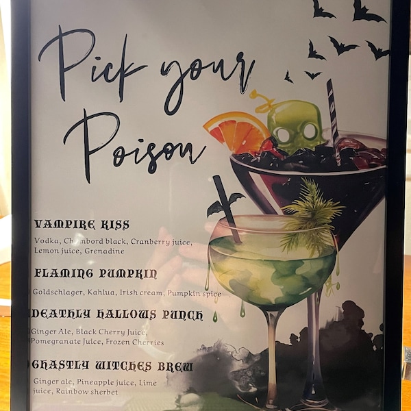 Halloween Pick Your Poison Bar Menu Template, Printable Drinks Sign ...
