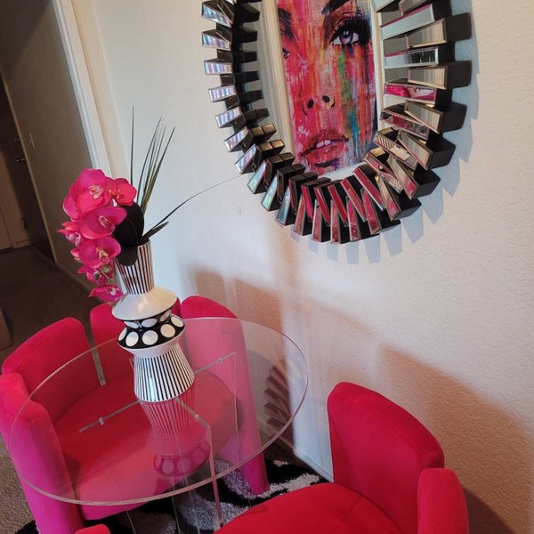 The Pink Face - Tempered Glass Wall Art - Home Decor - Wall Decor- Wall ...