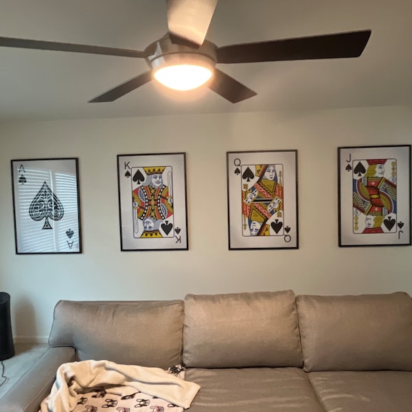 AKQJ of Clubs - Playing Cards Wall Art Set of Four, Playing Card Print ...
