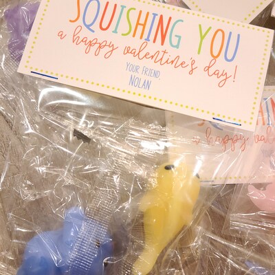 Personalized Valentine Treat Topper Kids Valentine Favor Tag Squishy ...