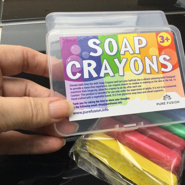 Soap Crayons: 6 Vibrant Colors, Bath Tub Art for Kids. Easy to Clean ...
