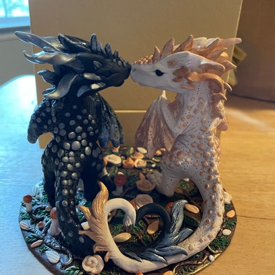 Custom Star Forest Dragon Wedding Cake Topper Unique Dragon Bride and ...
