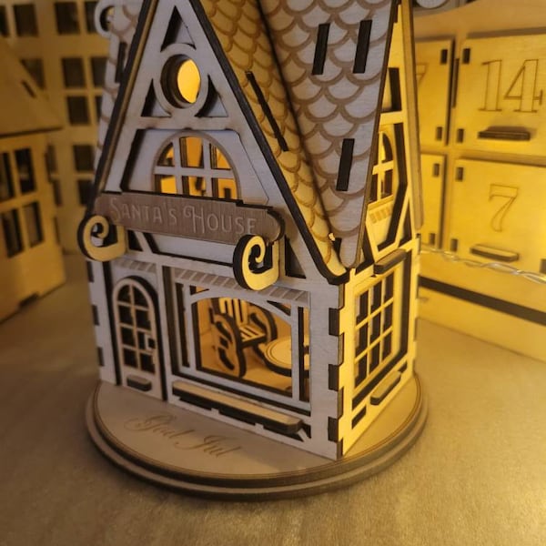 Santa Claus House - Laser Cut File, SVG Plan for Glowforge and Cutting ...