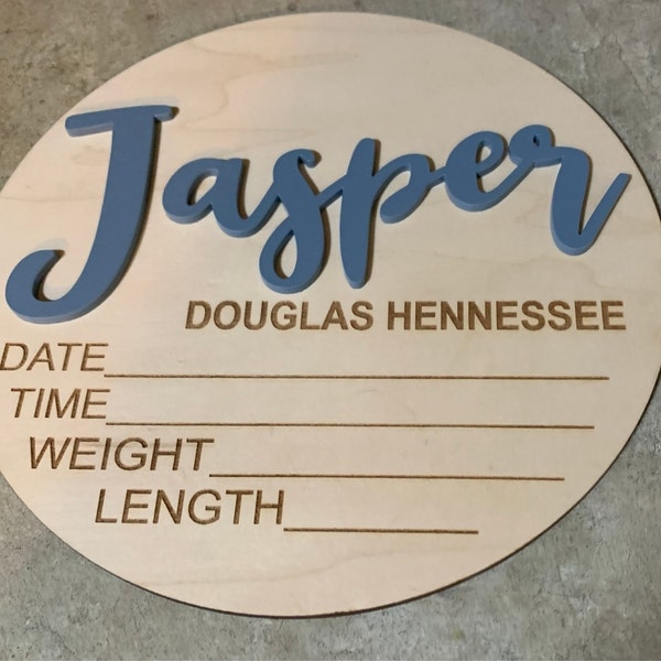 Custom Baby Name Circle Milestone Card Cursive Hospital Sign Birth Stat ...
