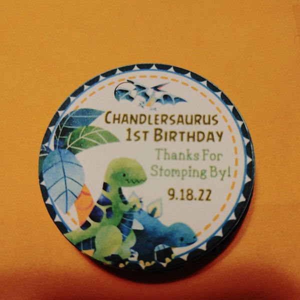 Dinosaur Birthday Party Stickers or Favor Tags, Dinosaur Party Favor ...