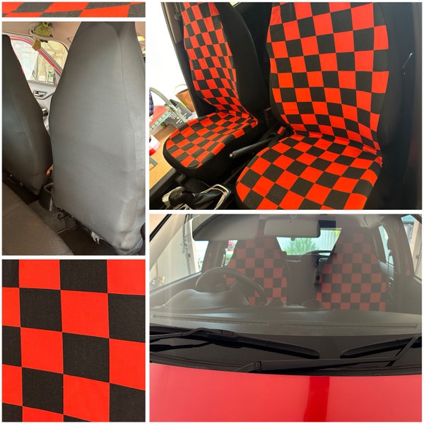 Goth Patchwork Car Seat Cover Set, Print Faux Illusion Patchwork ...