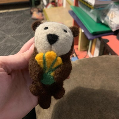 Needle Felting Kit DIY Sea Otter & Shell // Cute Wool Needle Felted ...