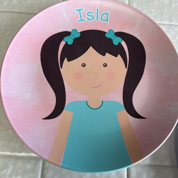 Little Girl Plate and Bowl Set - Personalized Plastic Children Plate ...