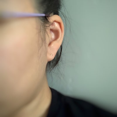 14K Yellow Gold Ball Push Back Studs Tiny Earring Stud Dainty Ball Stud ...