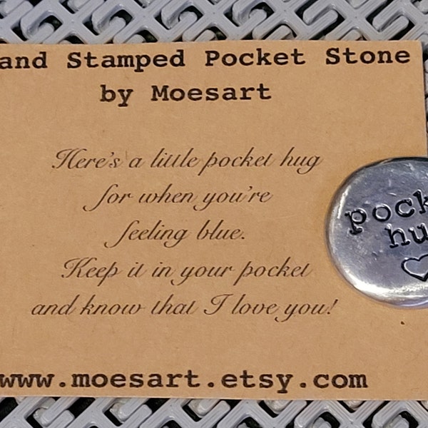 Pocket Hug Token - Pewter Personalized Coin / I Love You Reminder Stone ...