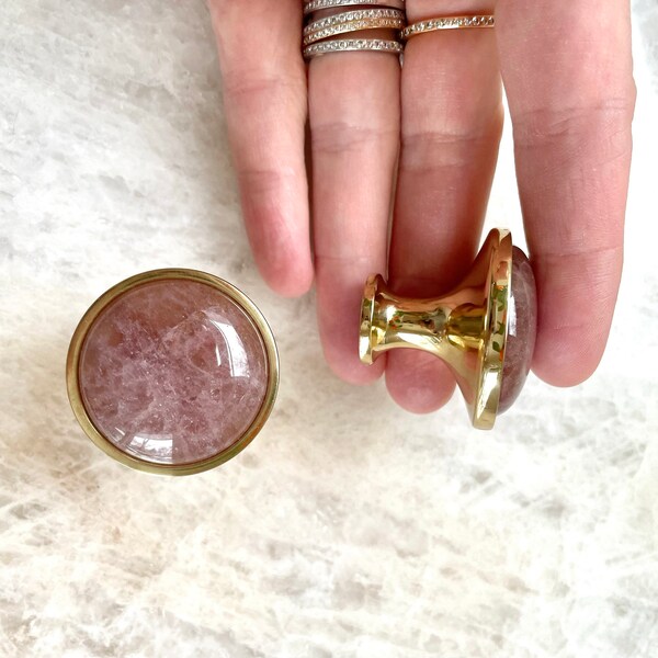 Hardware for Dresser Drawer Pulls Pink Knob French Decor Drawer Knob Rose Gold Cherry Quartz ...