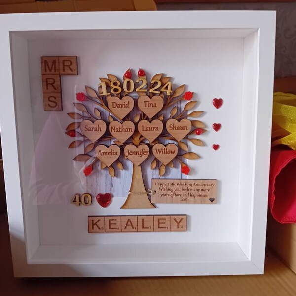 Ruby Wedding Anniversary Gift and Family Tree. 40th Wedding Anniversary ...