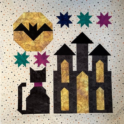 Johnny Yanok Bats and Starbursts on Black Halloween Cotton - Etsy