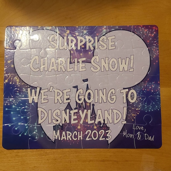 Surprise Disney Trip Reveal Puzzle, Disney Vacation Announcement Puzzle ...