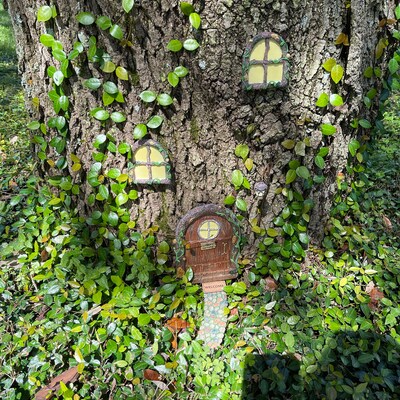Fairy Door and Windows for Trees Glow in the Dark Outdoor Decor Fairy ...