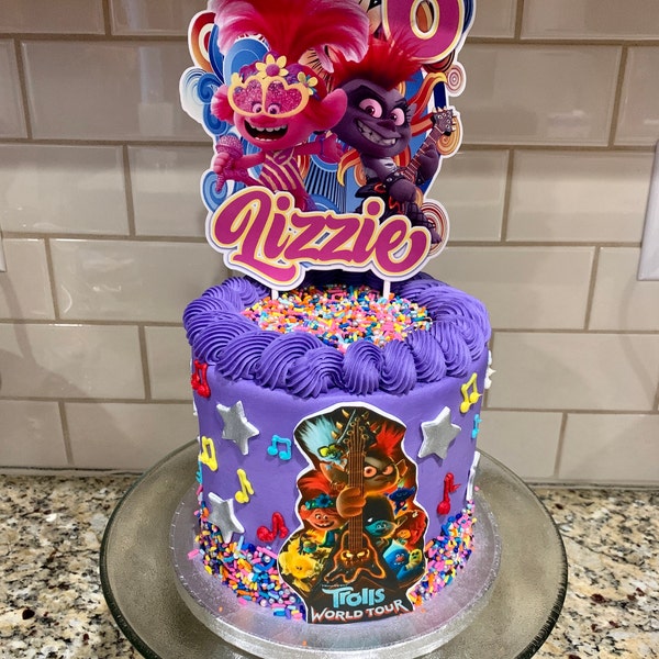 Trolls World Tour Cake Topper, Poppy and Barb Cake Topper, Customized ...