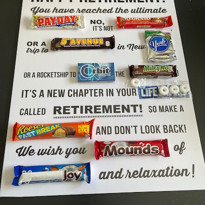 PRINTABLE Retirement Candy Bar Poster PRINTABLE Candy Gram Sign Gift or ...
