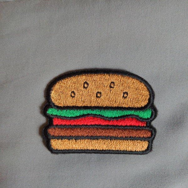 Burger Iron on Patch / Food / Patches / Hamburger / Embroidery / Patch ...