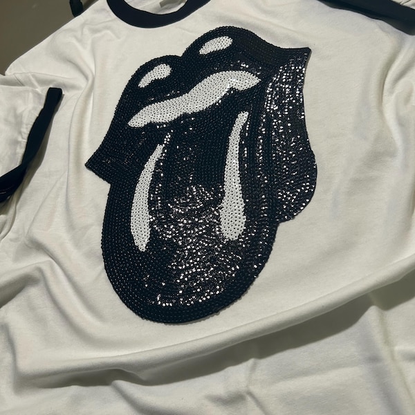 Large Heart Eye Sequin Sew on Iron on Patch Back Patch Sequinned ...