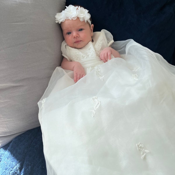 Baby Satin Shoes Ivory Booties for Christening, Baptism Bow Shoes ...