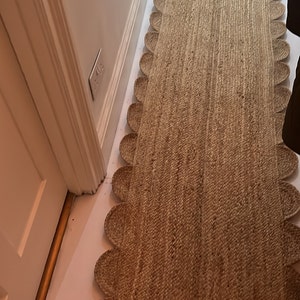 Scallop Wavy Jute Rug, Natural Jute Wave Edge Rug, Scalloped Shape Rug ...