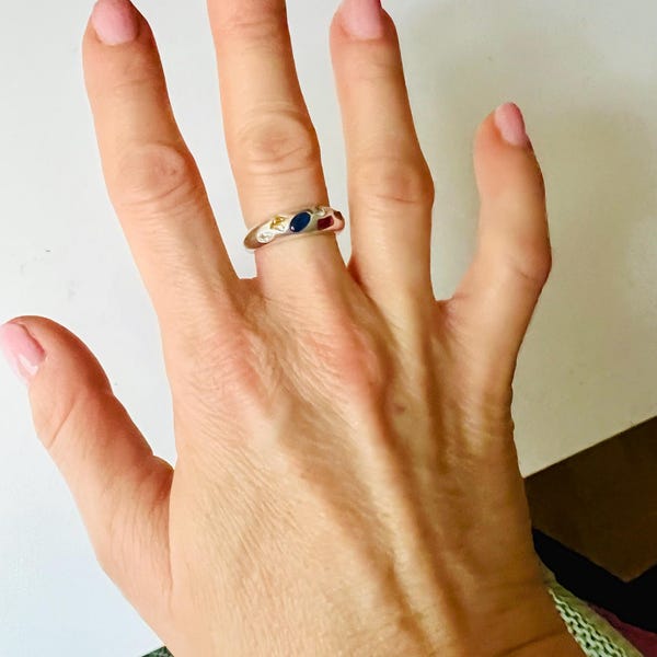Mixed Birthstone Dome Ring by Caitlyn Minimalist • Chunky Art Deco ...