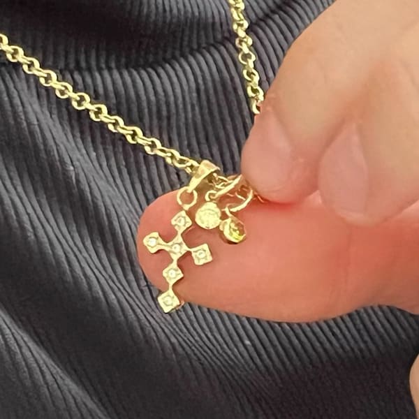 14k 18k Solid Gold Custom Initial Pendant, Personalized Embossed ...