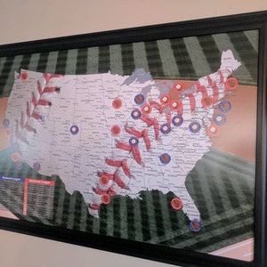 Personalized Baseball Adventures Travel Map Baseball Stadium Map ...