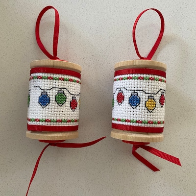 Cross Stitch Button Tree Ornament, Crafty Christmas Decoration, Folk ...