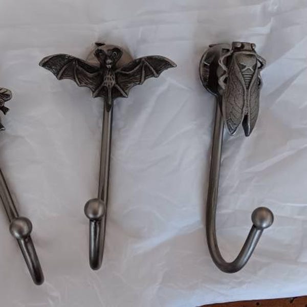 ANTIQUE PEWTER Metal Hooks | Tie-back | Towel Hook | Iron | Bathroom ...