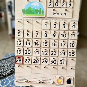 Perpetual Calendar, Kids Calendar Montessori, Monthly Calendar, School ...