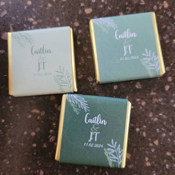 50 Pcs Wedding Chocolate, Wedding Chocolate Favors, Customized ...