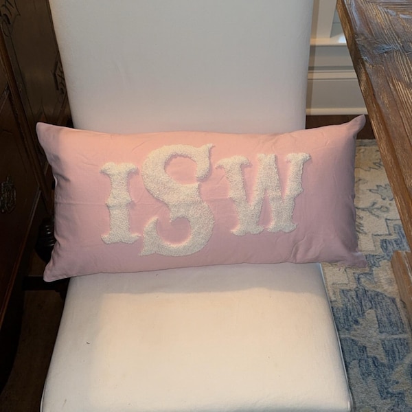 Personalized Monogram Pillow Cover With Punch Needle Embroidery ...